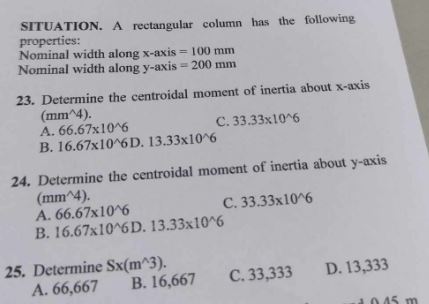 Solved SITUATION. A rectangular column has the | Chegg.com
