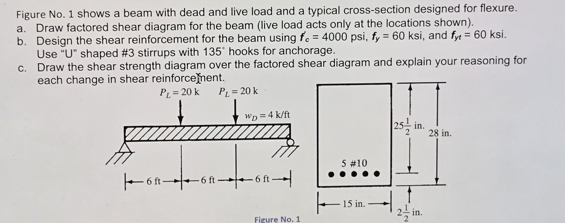 Solved Figure No. 1 ﻿shows a beam with dead and live load | Chegg.com