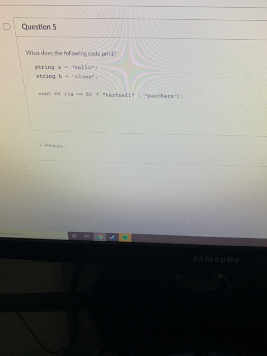 Solved Question 5 What does the following code print? string | Chegg.com