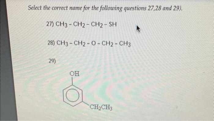 Solved Select the correct name for the following questions | Chegg.com
