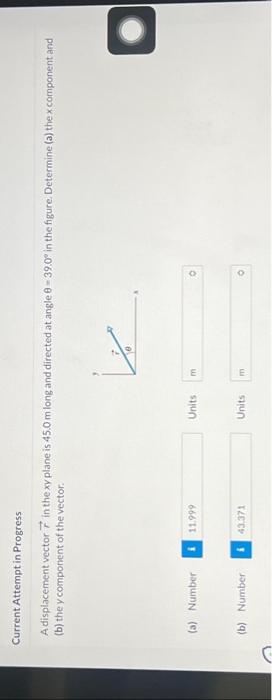 Solved 4Current Attempt in Progress A displacement vector in | Chegg.com