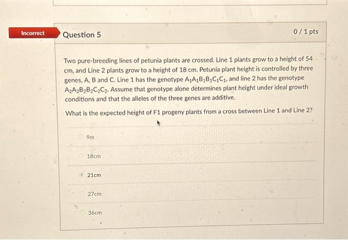 Solved Two pure-breeding lines of petunia plants are | Chegg.com