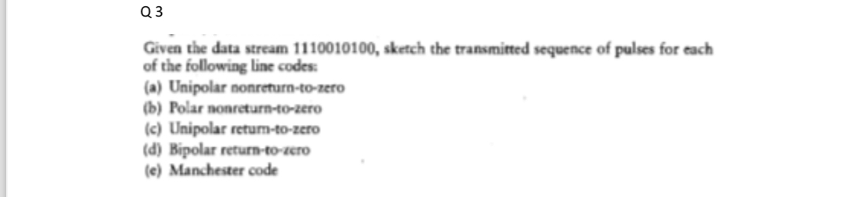 Solved Q 3given The Data Stream 1110010100 sketch The