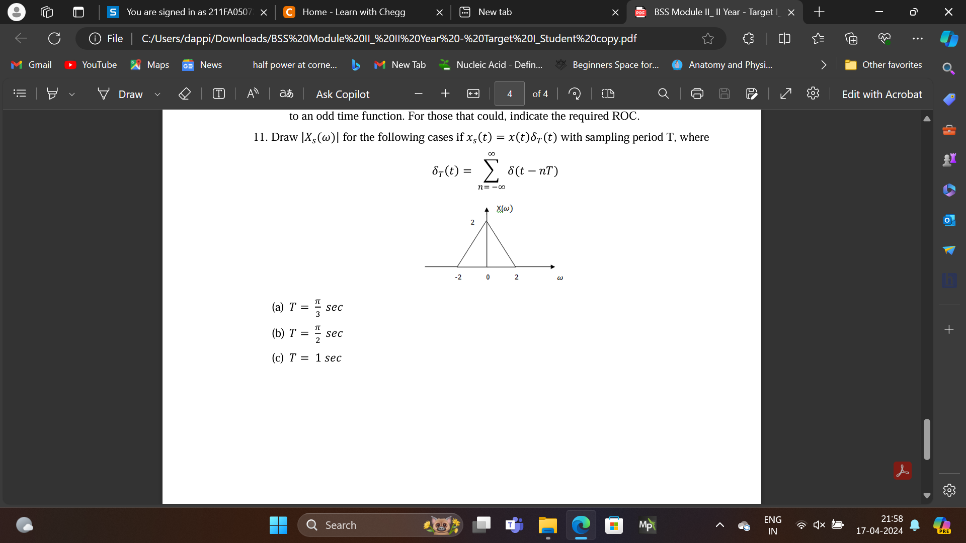 Solved Draw |xS(ω)| ﻿for the following cases if | Chegg.com