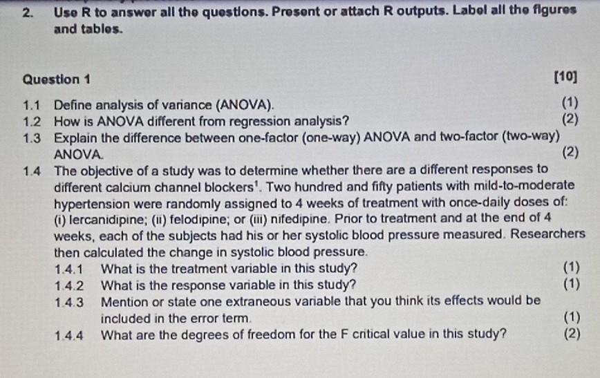 Solved 2. Use R to answer all the questions. Present or | Chegg.com