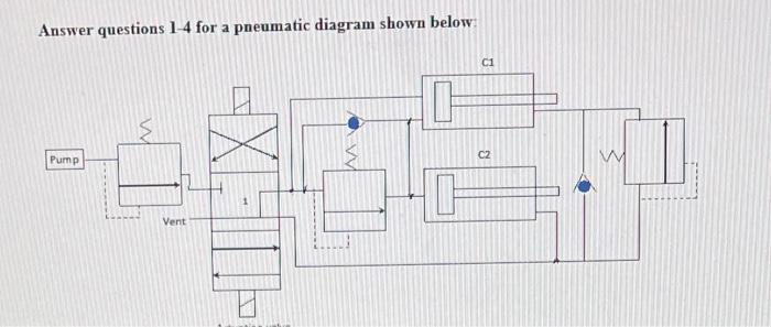 Solved Answer questions 1-4 for a pneumatic diagram shown | Chegg.com