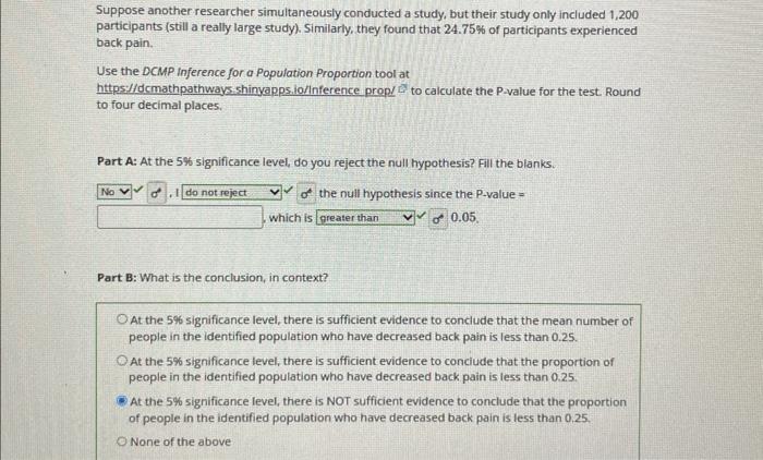 Suppose another researcher simultaneously conducted a | Chegg.com