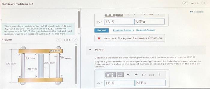 Solved Review Problem 4.1 The assembly consists of two A992 | Chegg.com