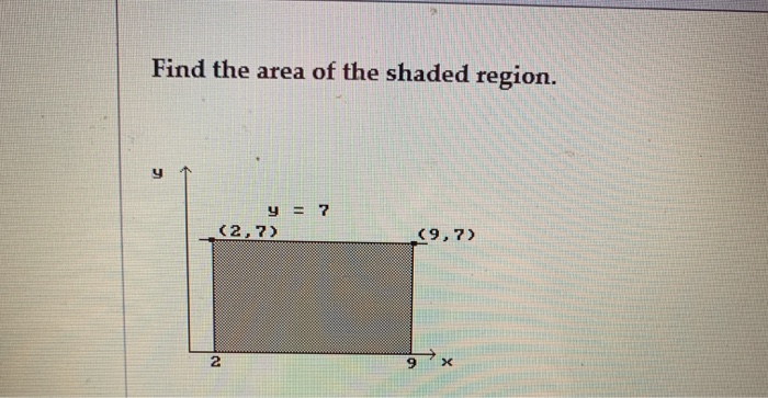 Solved Find the area of the shaded region. = 7 (27) (9,7) | Chegg.com