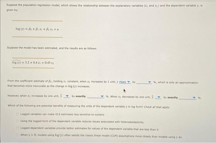 Solved Suppose the population regression model, which shows | Chegg.com