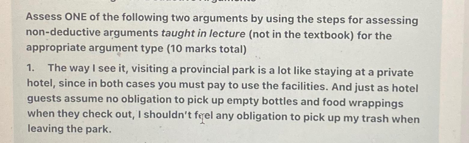 Solved Assess ONE of the following two arguments by using | Chegg.com
