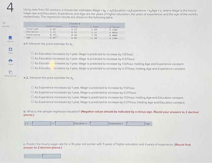 Solved 4 10 points eBook Hint Print References Using data | Chegg.com