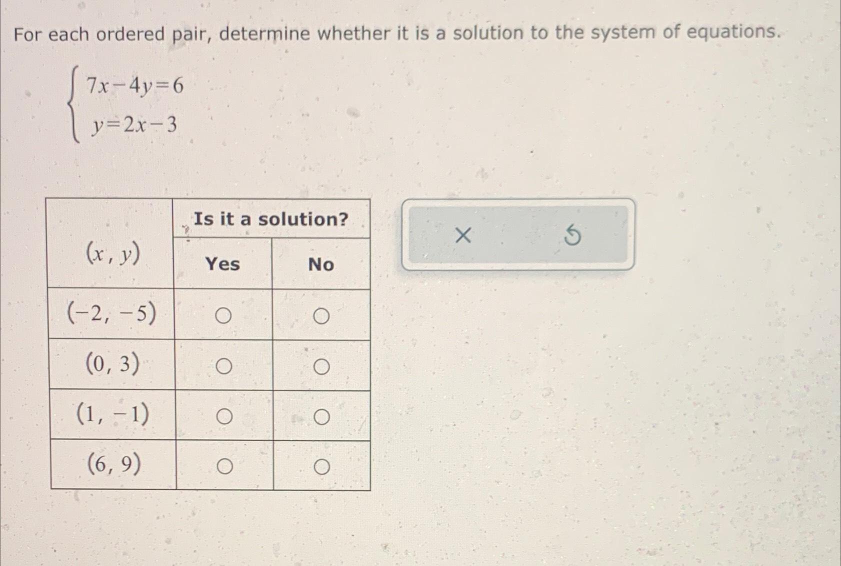 Solved For each ordered pair, determine whether it is a | Chegg.com