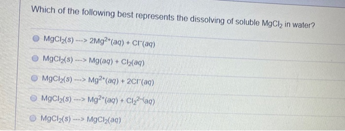 Solved Which of the following best represents the dissolving | Chegg.com