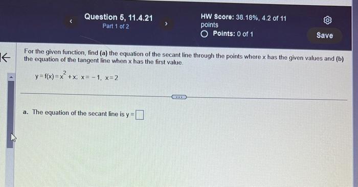 Solved For the given function, find (a) the equation of the | Chegg.com