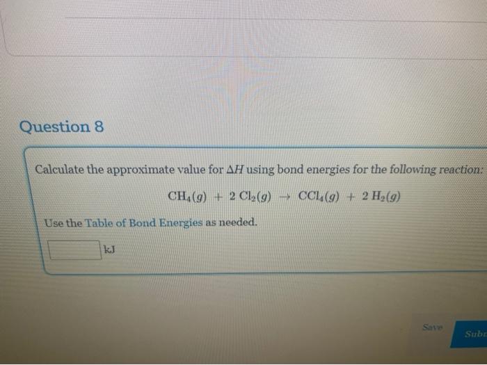 Solved Question 8 Calculate the approximate value for AH | Chegg.com