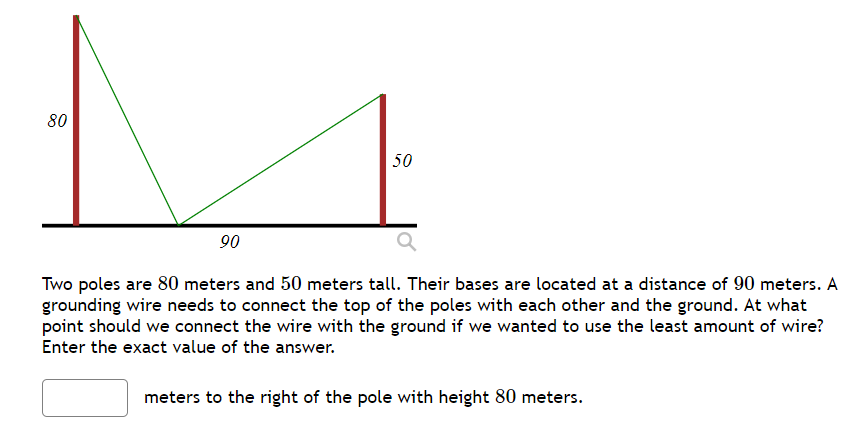 Solved Two poles are 80 ﻿meters and 50 ﻿meters tall. Their | Chegg.com