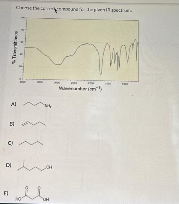 Solved C) E) A) B) D) Choose the correct compound for the | Chegg.com