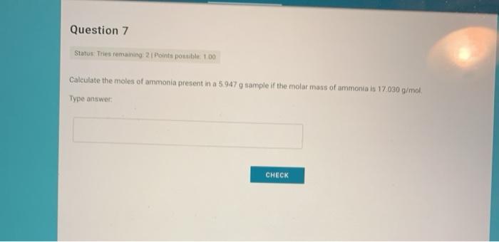 Solved Question 7 Status: Tries remaining 21 Points | Chegg.com