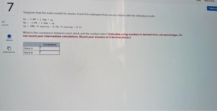Solved Suppose that the index model for stocks A and B is | Chegg.com
