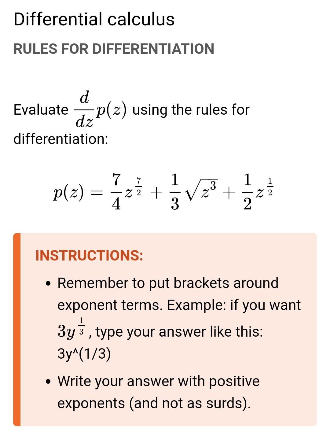 Solved Differential calculus RULES FOR DIFFERENTIATION d | Chegg.com