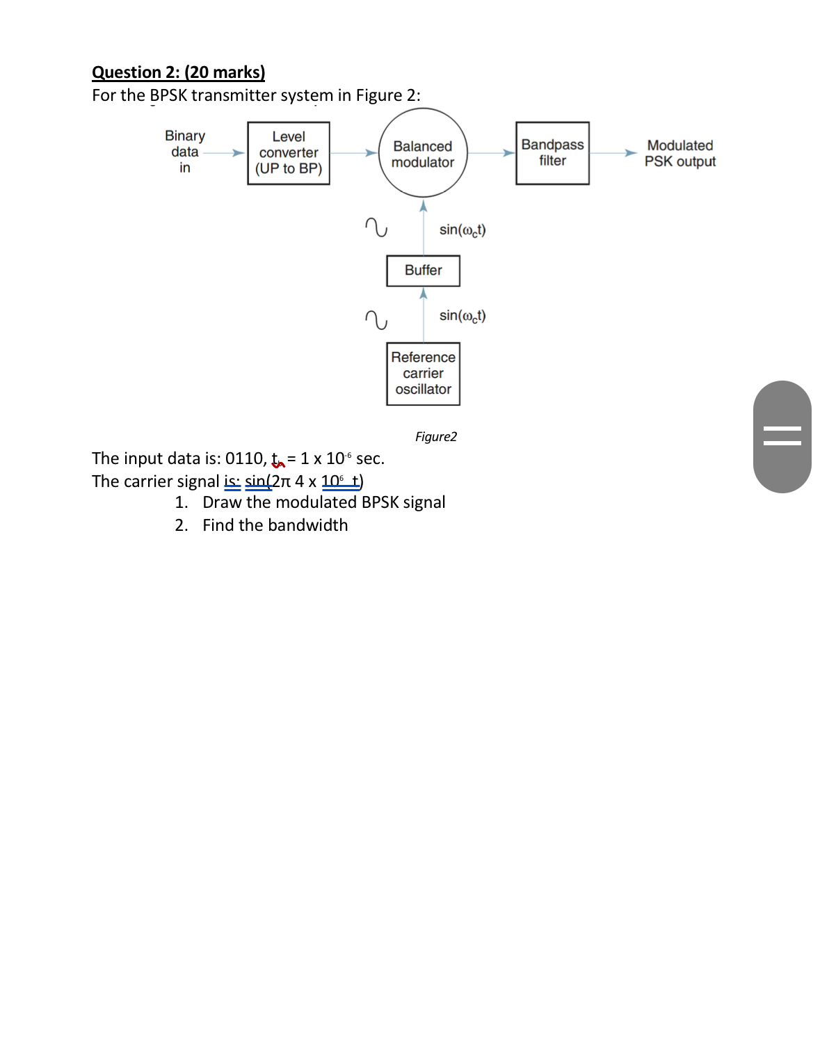 Solved QuiForHigurezThe input data is: 0110,t4=1×10-6sec. | Chegg.com