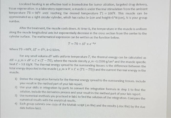 Solved Localized heating is an effective tool in biomedicine | Chegg.com