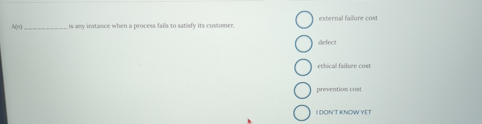 Solved A(n) ﻿is any instance when a process fails to satisfy | Chegg.com