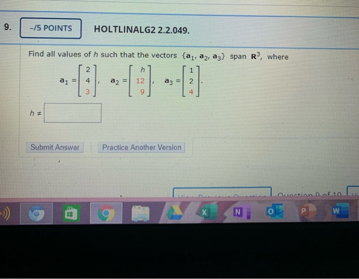 Solved 10. -16 POINTS HOLTLINALG2 2.2.048. Find all values | Chegg.com
