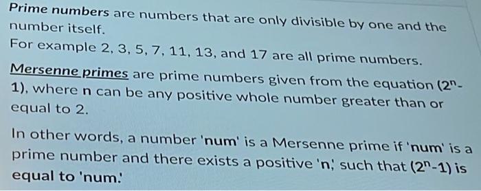 Solved Prime numbers are numbers that are only divisible by | Chegg.com
