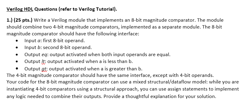 Solved Verilog HDL Questions (refer to Verilog | Chegg.com