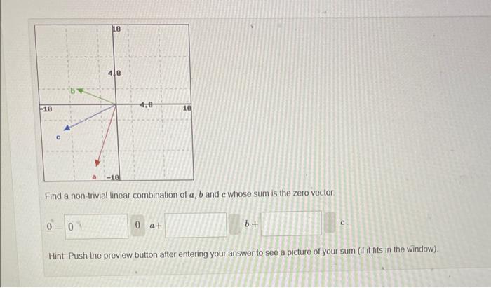 Solved Find a non-trivial linear combination of a,b and c | Chegg.com