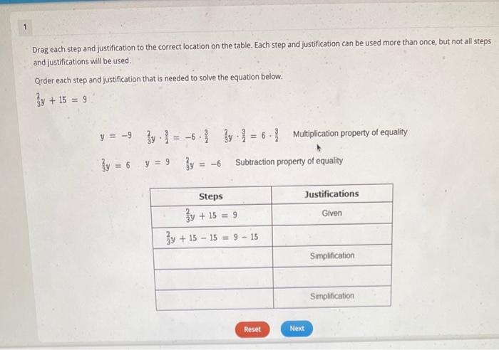 Solved 1 Drag each step and justification to the correct | Chegg.com