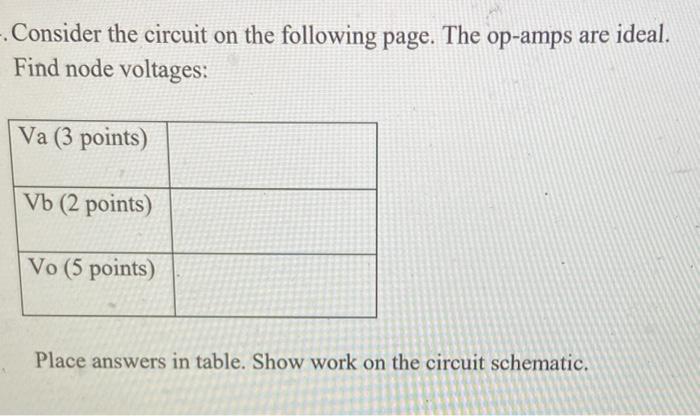 Solved Consider the circuit on the following page. The | Chegg.com
