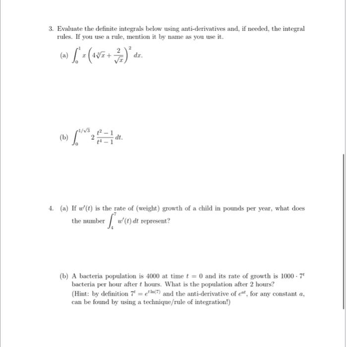 Solved Integrals Show all necessary calculations and | Chegg.com