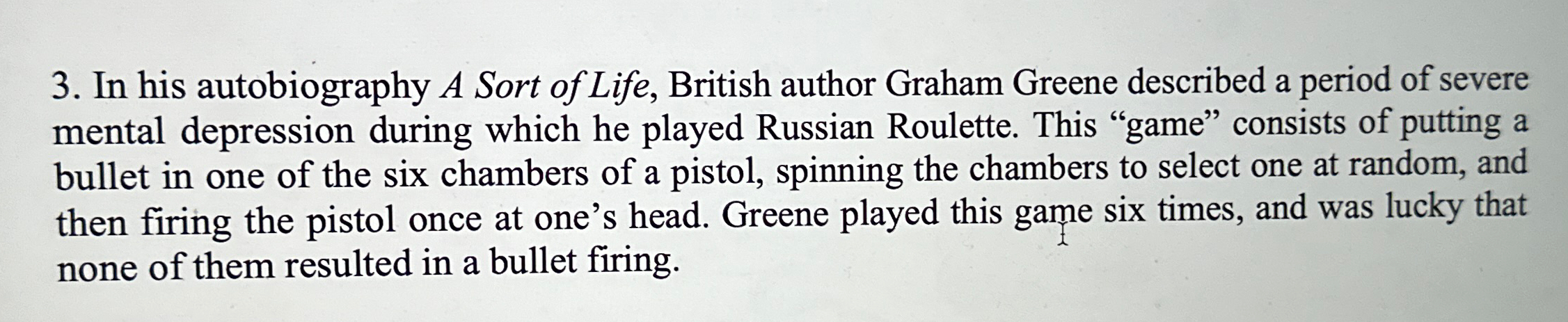 Solved In his autobiography A Sort of Life, British author | Chegg.com
