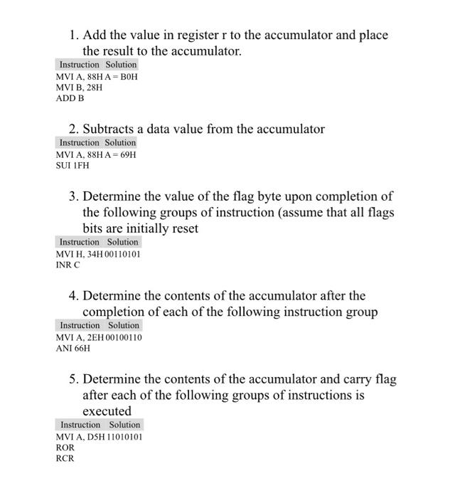 Solved 1. Add the value in register r to the accumulator and | Chegg.com Solved 1. Add the value in register r to the accumulator and | Chegg.com
