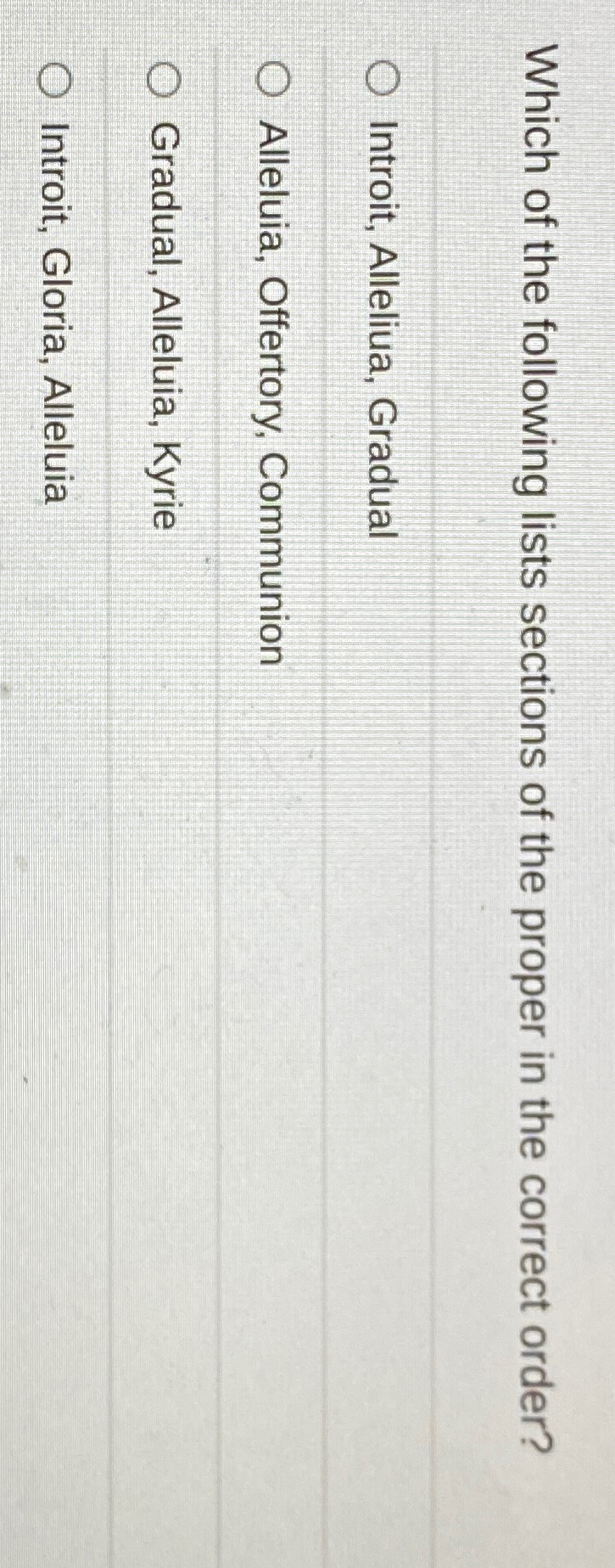 Solved Which of the following lists sections of the proper | Chegg.com