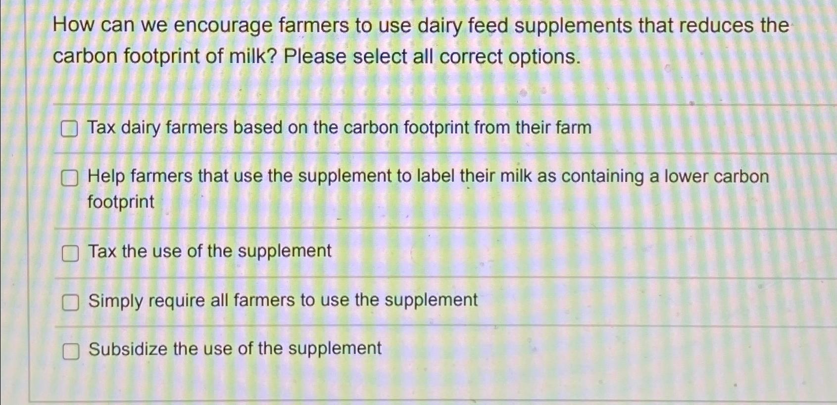 Solved How can we encourage farmers to use dairy feed | Chegg.com