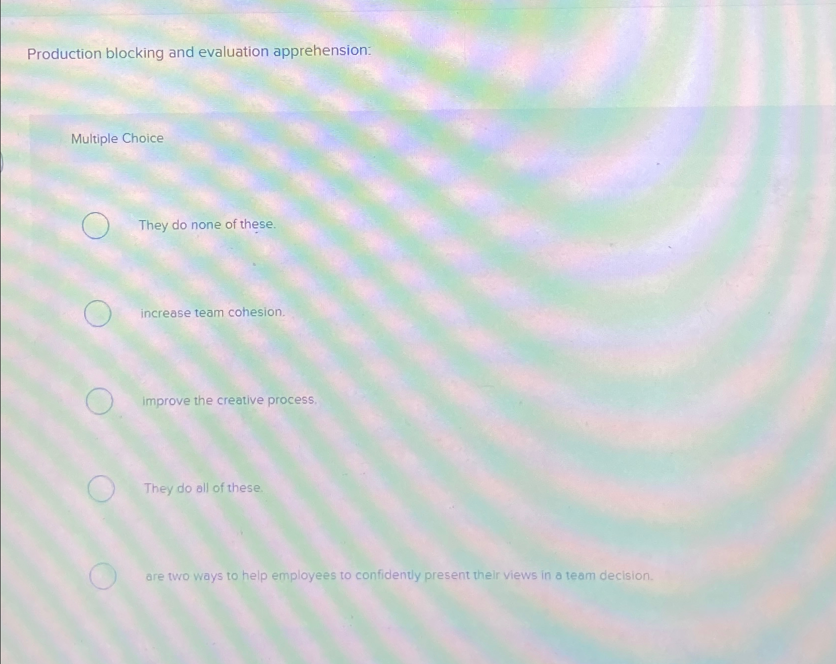 Solved Production blocking and evaluation | Chegg.com
