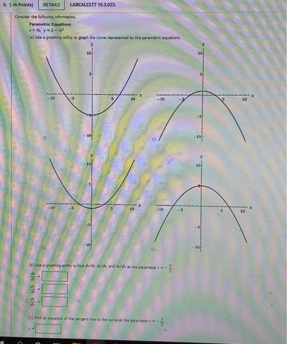 Solved X9t1y1−9e2 A Vse A Graphing Utility To Graph The 