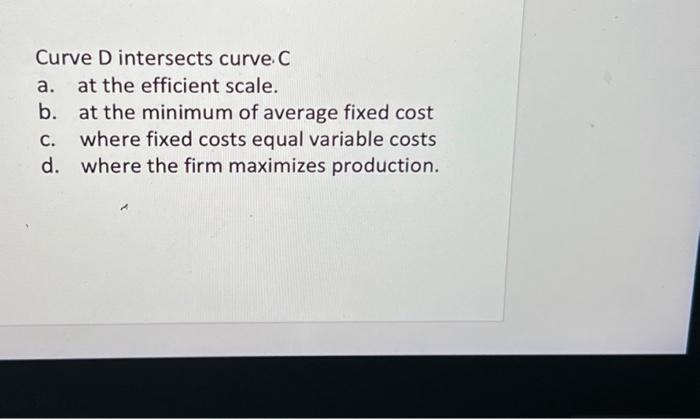 Curve D intersects curve C at the efficient scale. b. | Chegg.com
