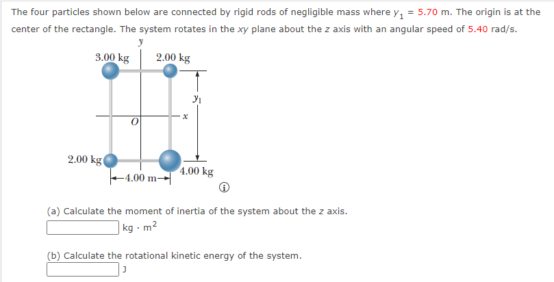 Solved The four particles shown below are connected by rigid | Chegg.com