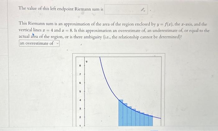 The value of this left endpoint Riemann sum is This | Chegg.com