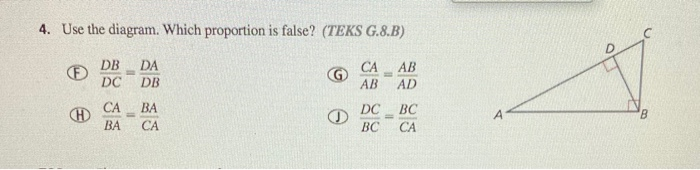 Solved 4. Use the diagram. Which proportion is false? (TEKS | Chegg.com