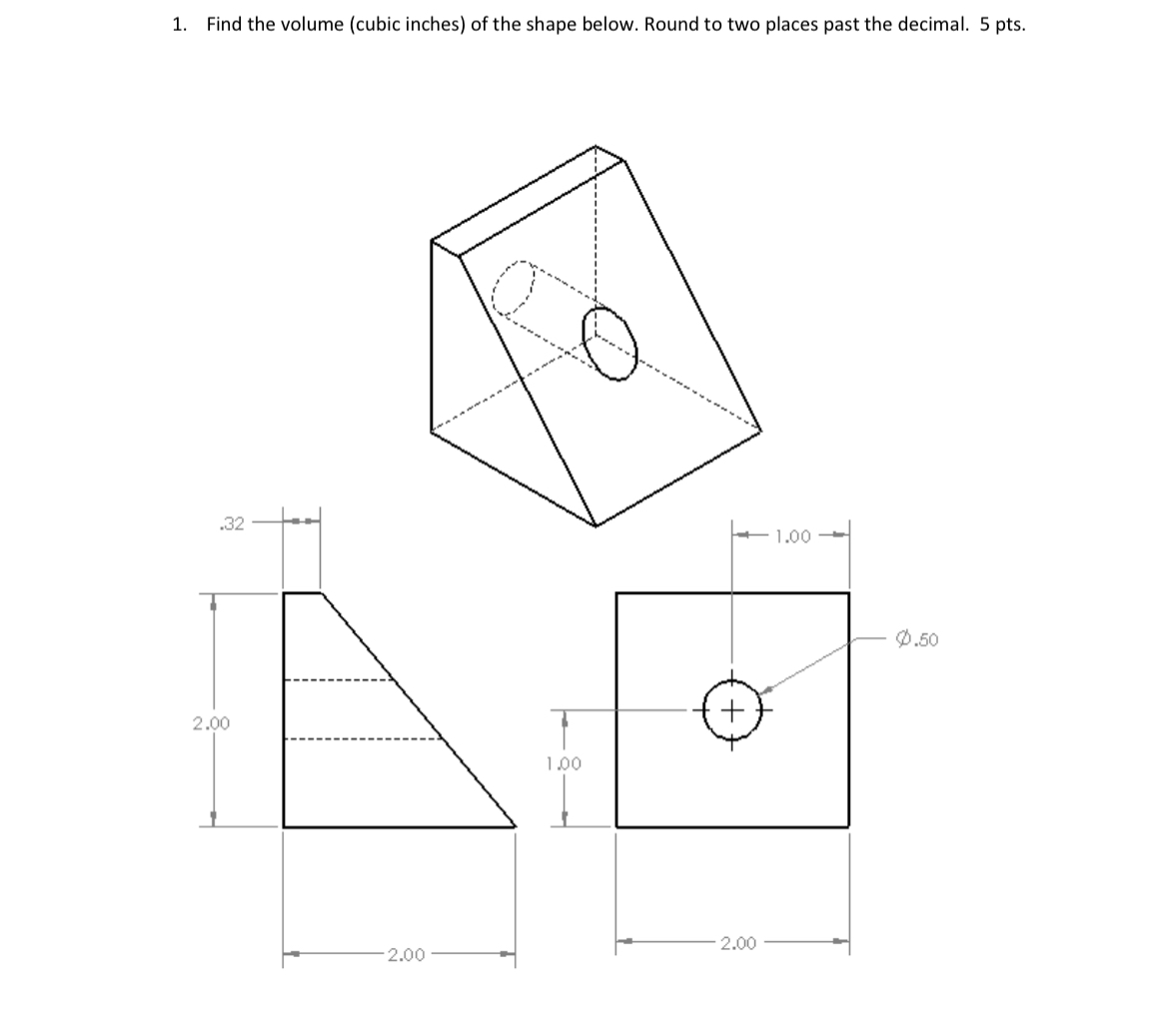 Solved Find the volume (cubic inches) ﻿of the shape below. | Chegg.com