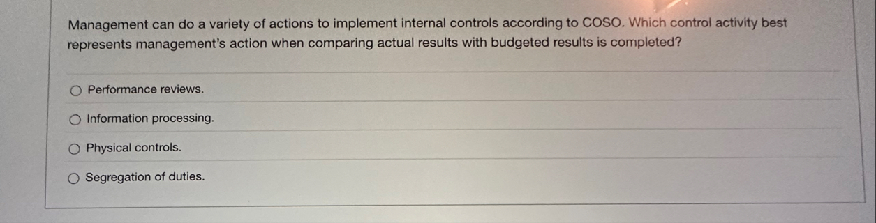 Solved Management can do a variety of actions to implement | Chegg.com