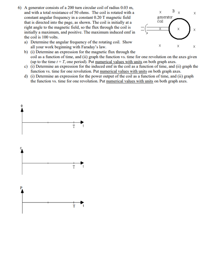 Solved A generator consists of a 200 ﻿turn circular coil of | Chegg.com