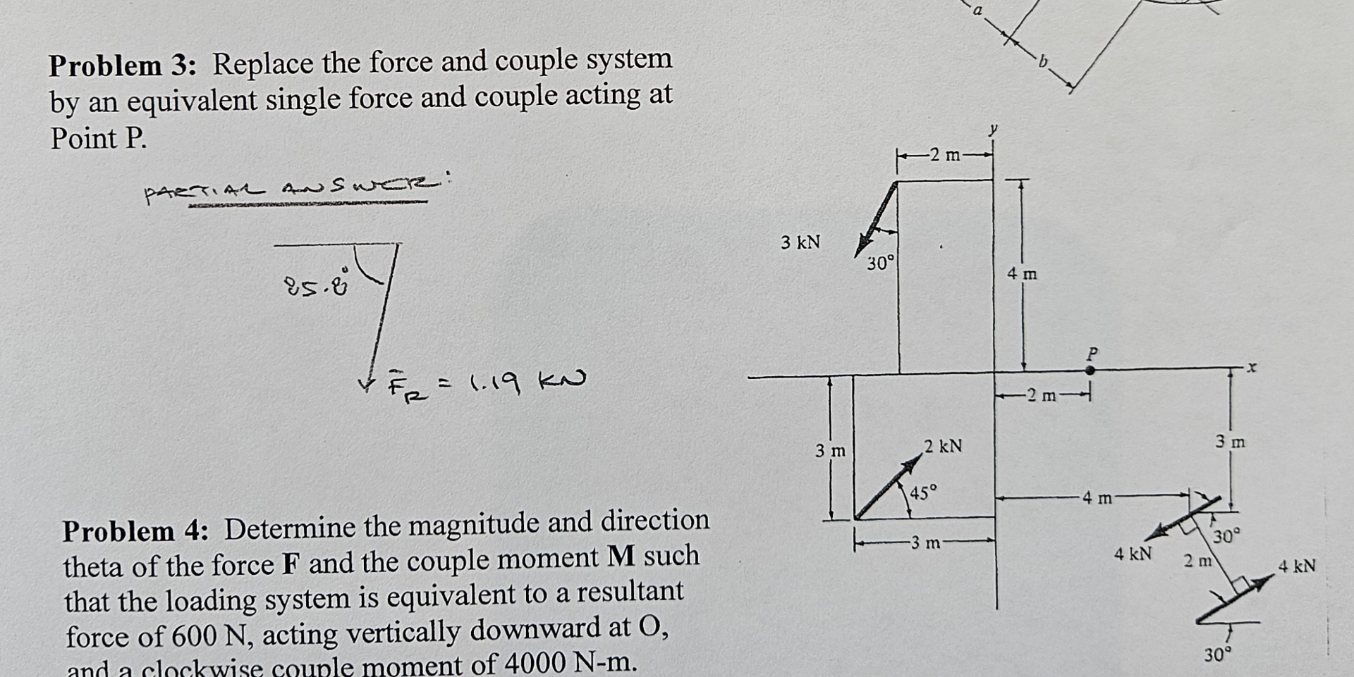 Solved Problem 3: Replace the force and couple systemby an | Chegg.com