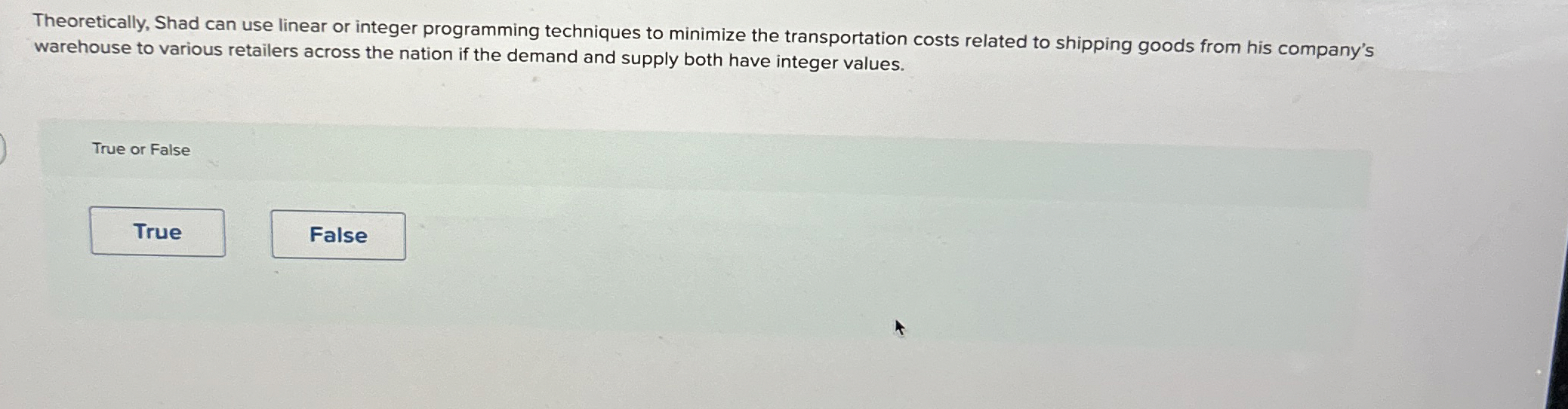 Solved Theoretically, Shad can use linear or integer | Chegg.com Solved Theoretically, Shad can use linear or integer | Chegg.com